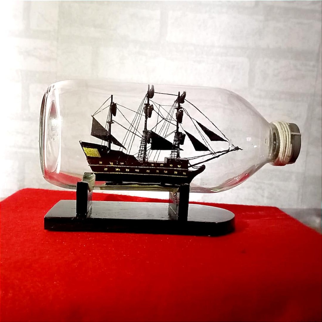 Exclusive Black Pearl Ship in a Bottle, Miniature Pirates Ship Gift for ...