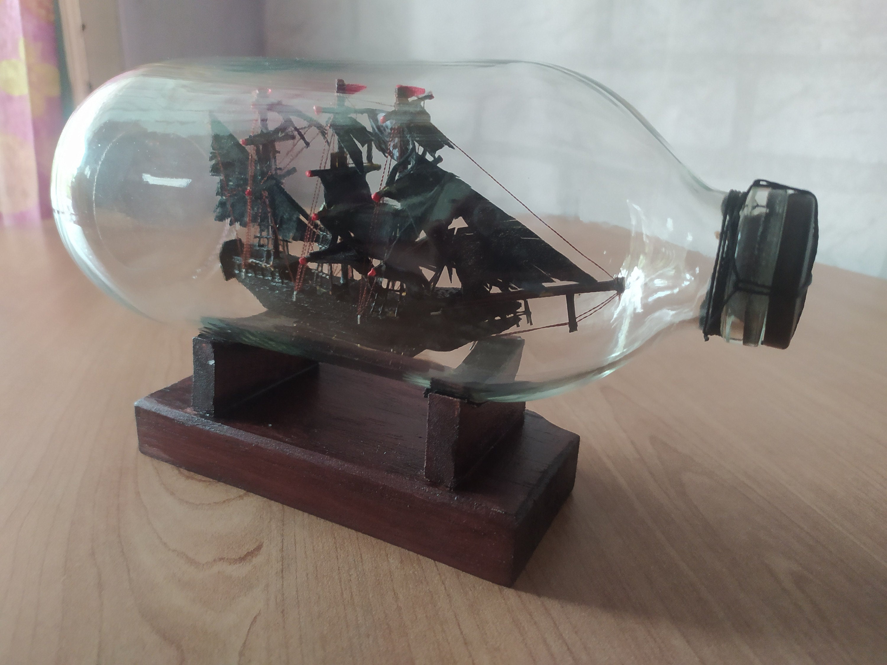 Flying Dutchman Ship in a Bottle, Miniature Pirate Ship Handmade - Etsy