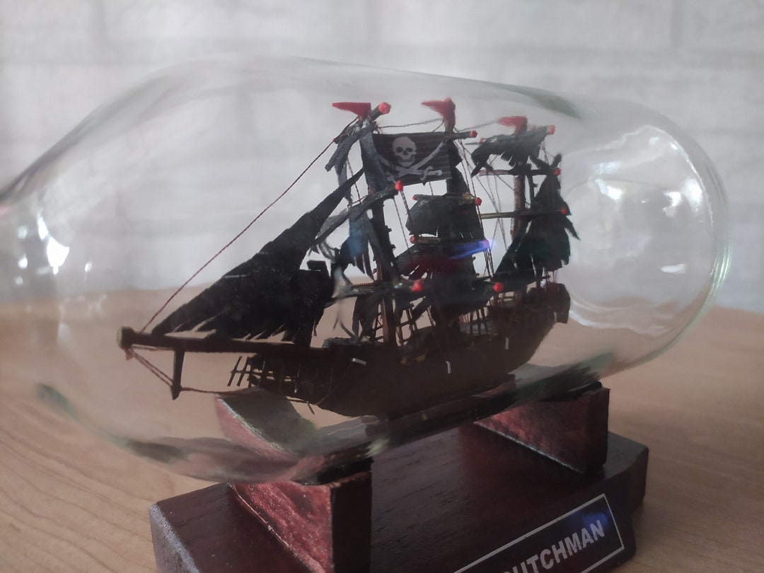 Flying Dutchman Ship in a Bottle, Miniature Pirate Ship Handmade - Etsy