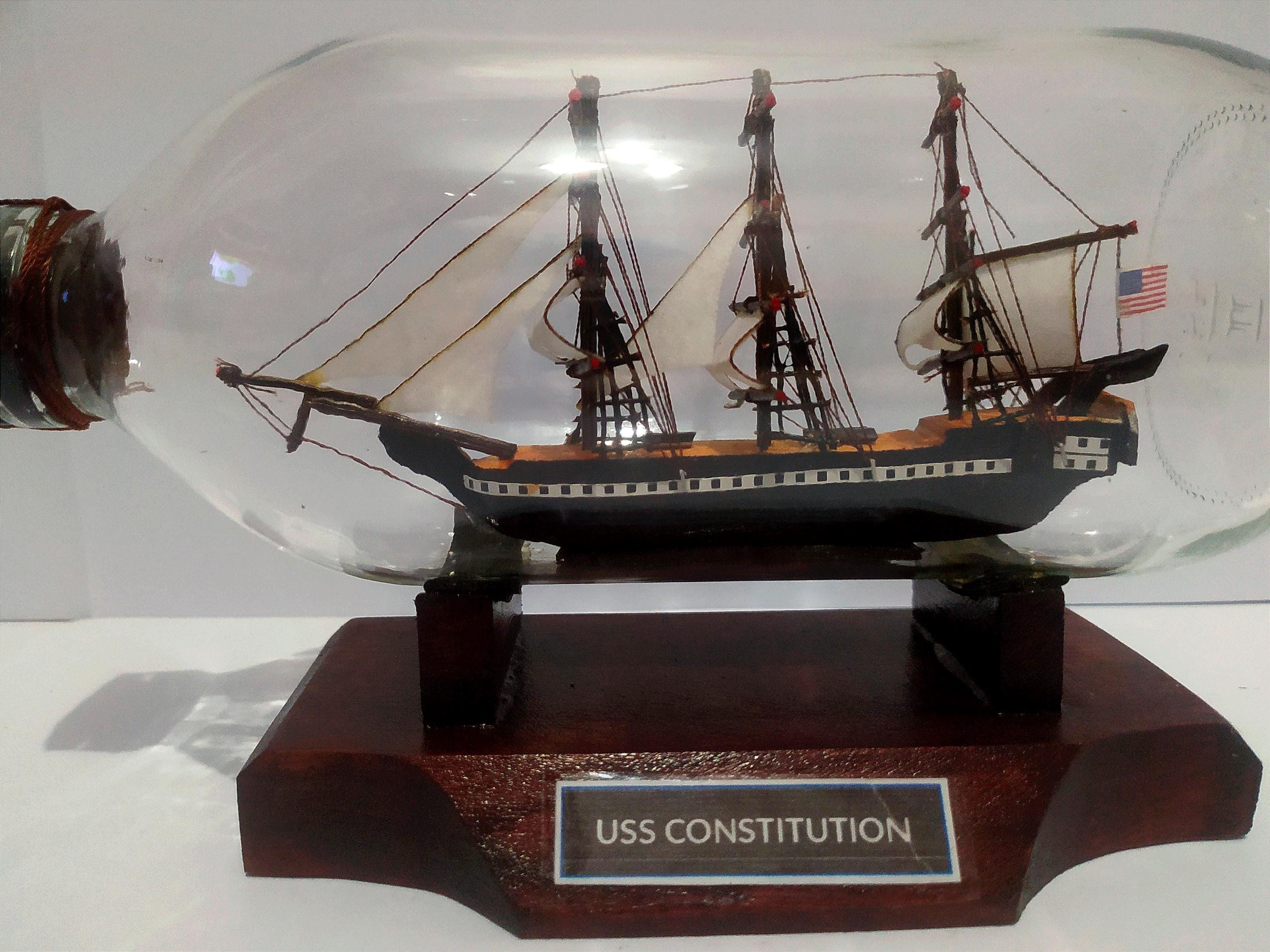 USS Constitution Ship in a Bottle: Miniature Pirate Ship Decor - Etsy