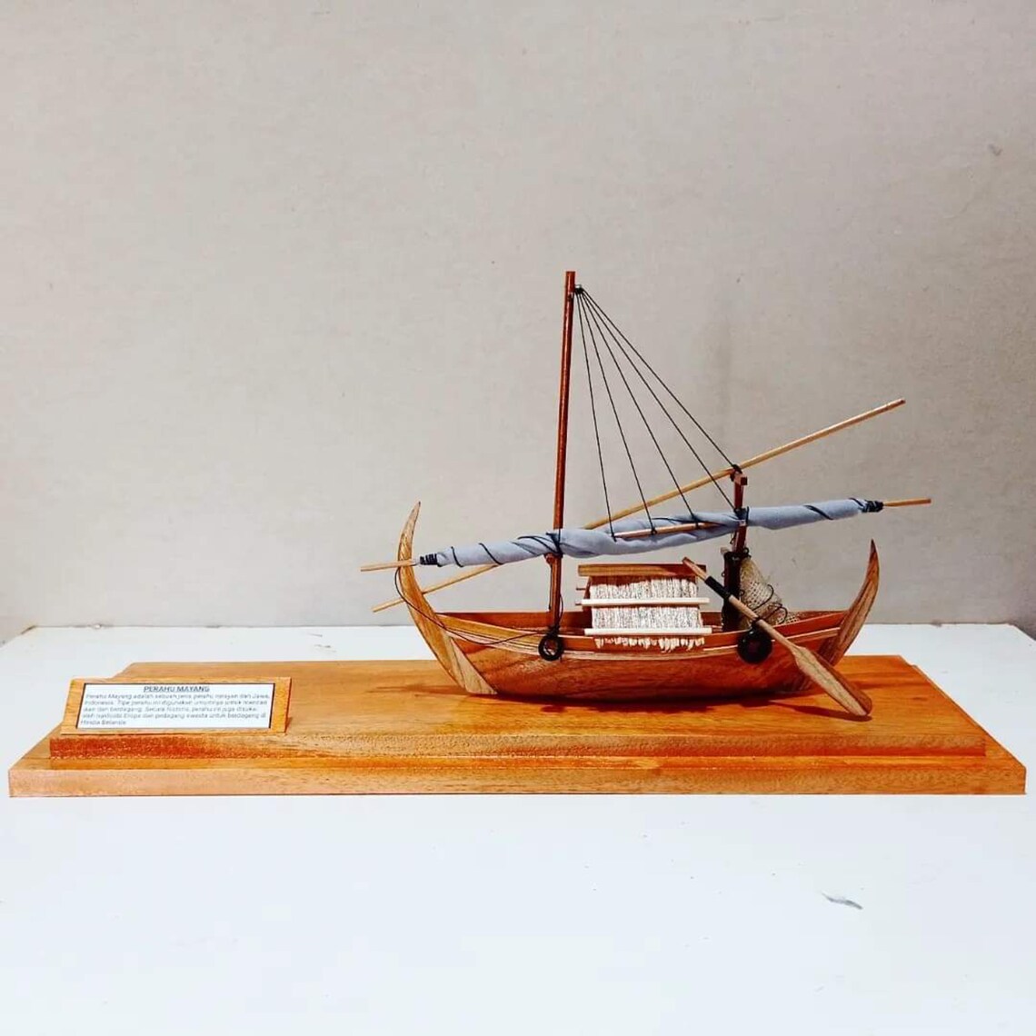 Teak Wood Miniature Fishing Boat: Java Perahu Mayang Handmade Decor - Etsy