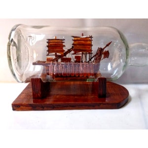 Miniature Djong Java Ship in a Bottle, a Miniature Pirate Ship of ...