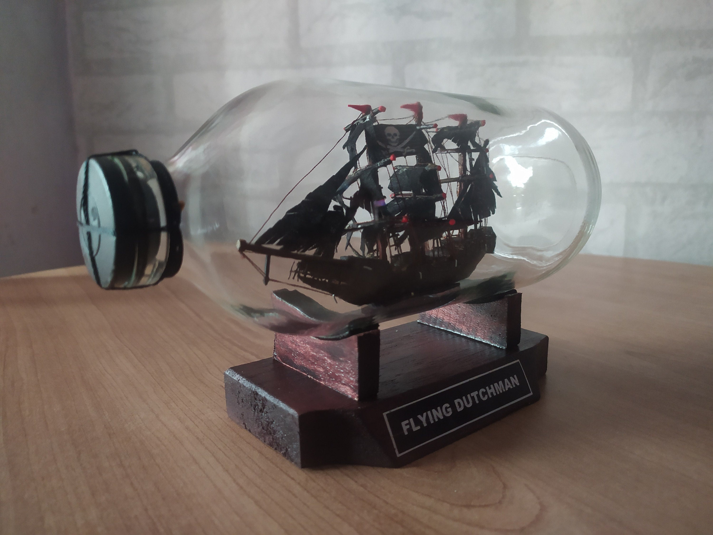 Flying Dutchman Ship in a Bottle, Miniature Pirate Ship Handmade - Etsy