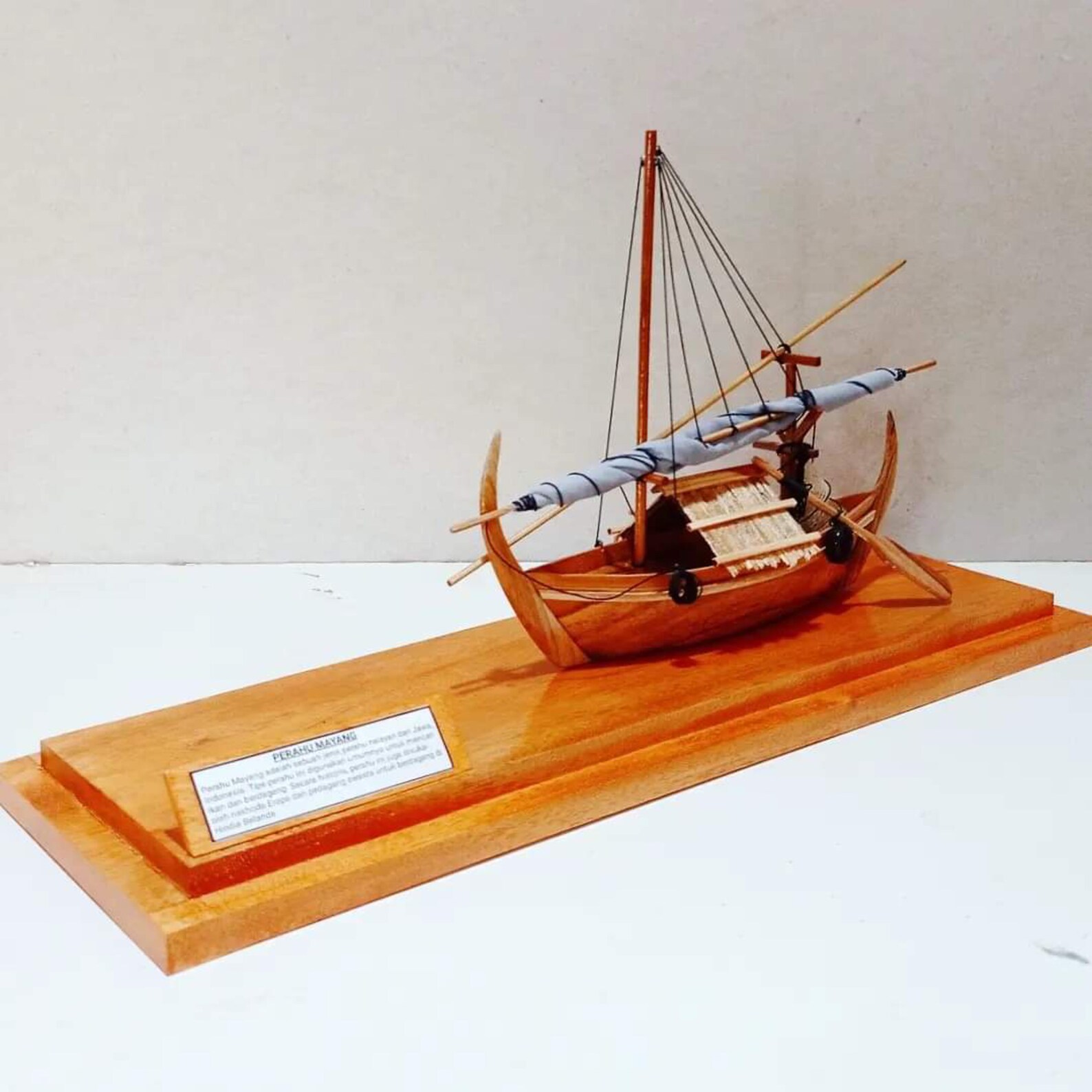 Teak Wood Miniature Fishing Boat: Java Perahu Mayang Handmade Decor - Etsy