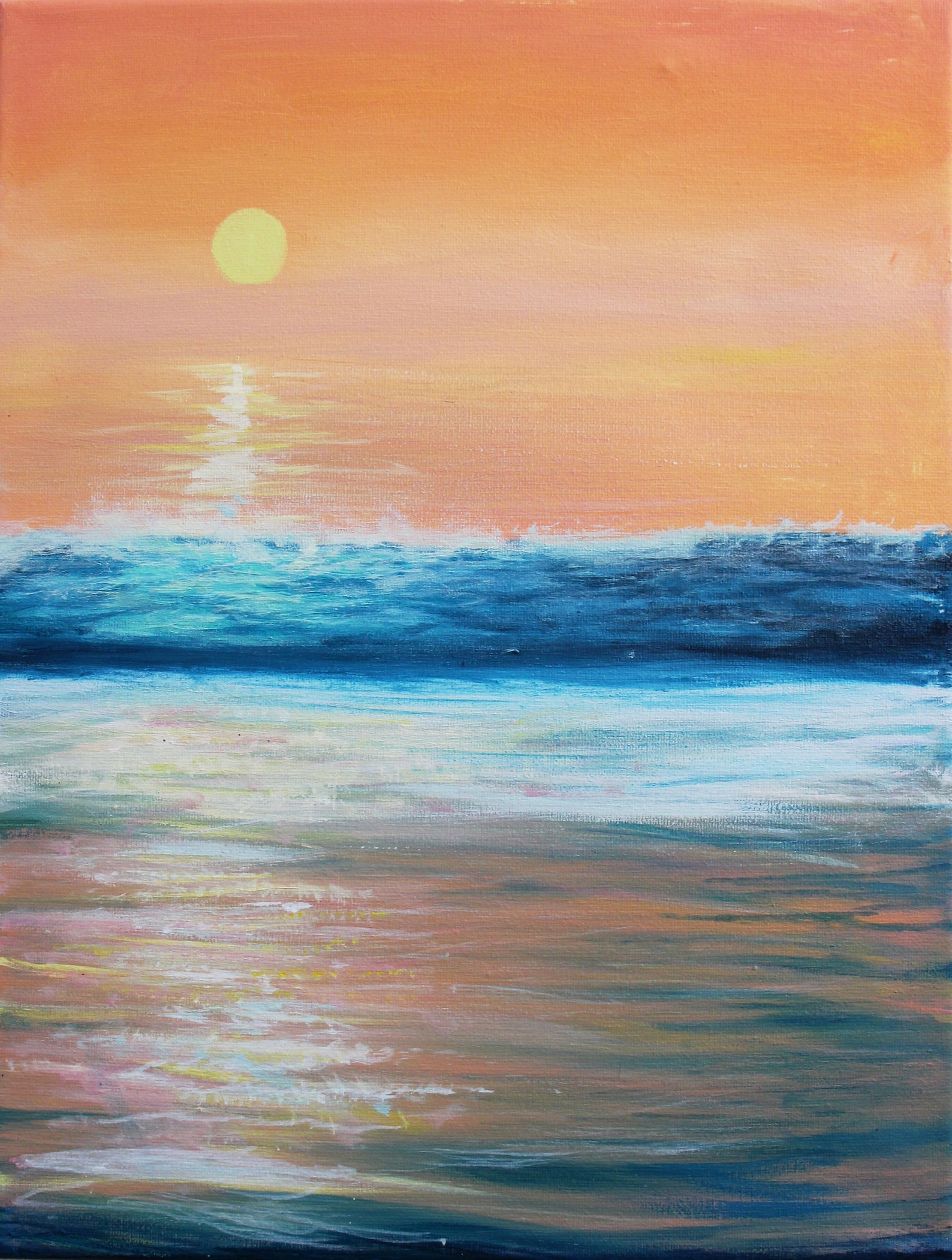 Buy Blue Wave Sunset Original Painting on Canvas Online in India - Etsy