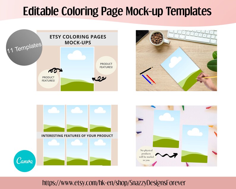 Coloring Pages Mockup Template Coloring Pages Display - Etsy