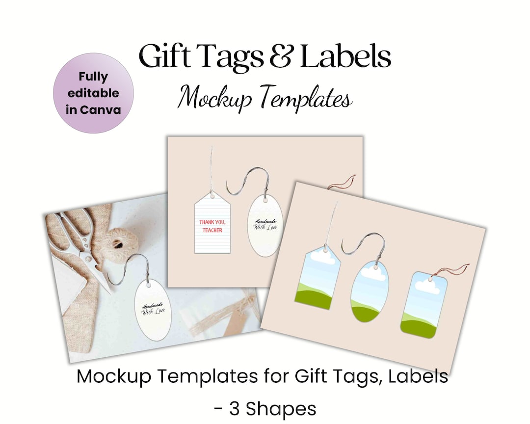 Gift Tag Mockup Template Label Mock Ups Favor Tag Mockups Canva Mock-up ...