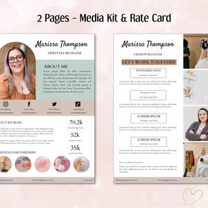 Media Kit & Rate Card Template for Bloggers Influencer Media - Etsy