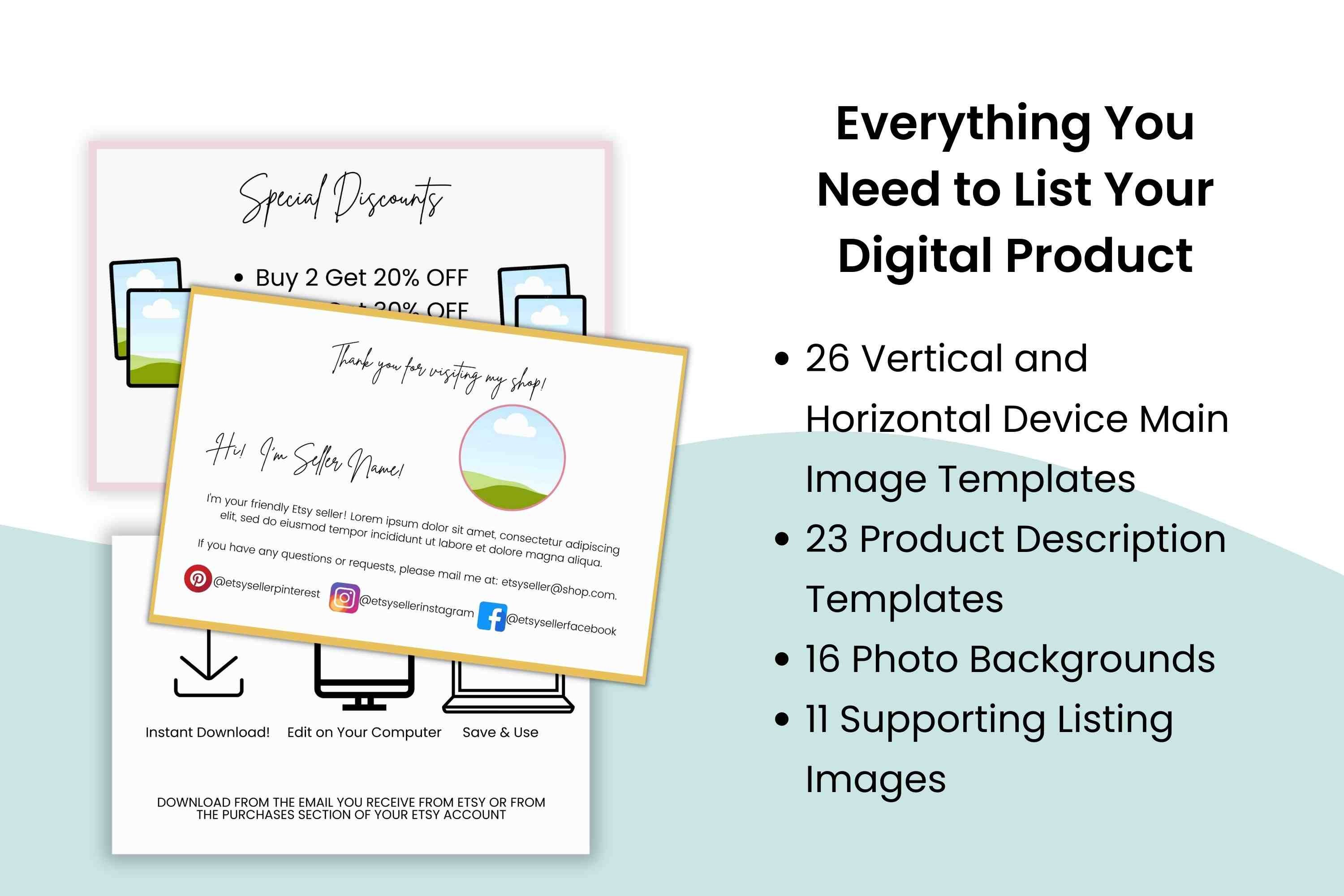 Digital Product Mockup Templates Mobile iPhone Computer Laptop Tablet ...
