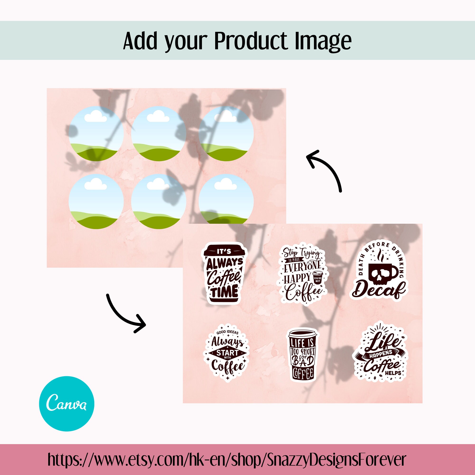 Etsy Stickers Mockup Bundle Etsy Listing Images Editable Canva Template ...