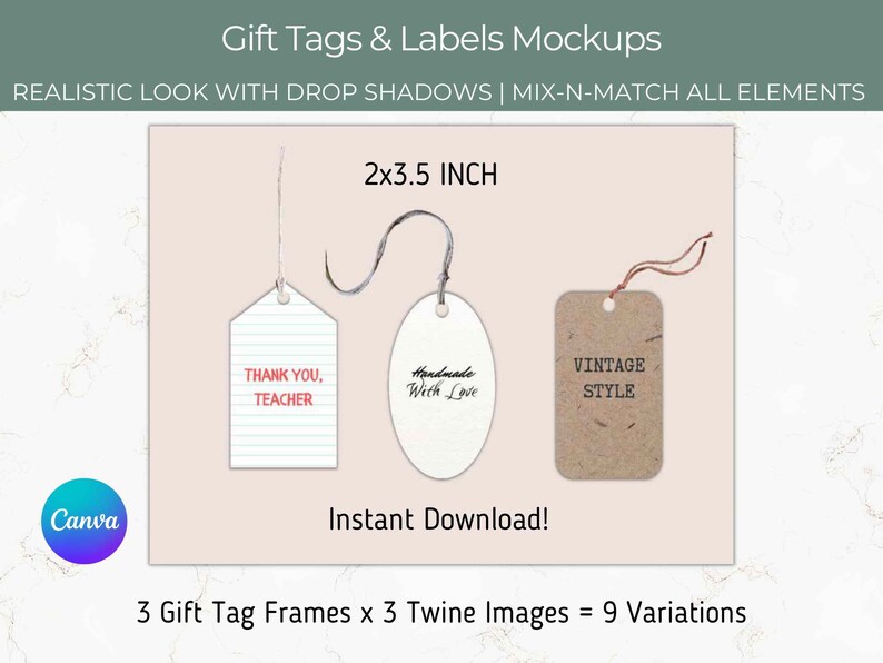 Gift Tag Mockup Template Label Mock Ups Favor Tag Mockups - Etsy