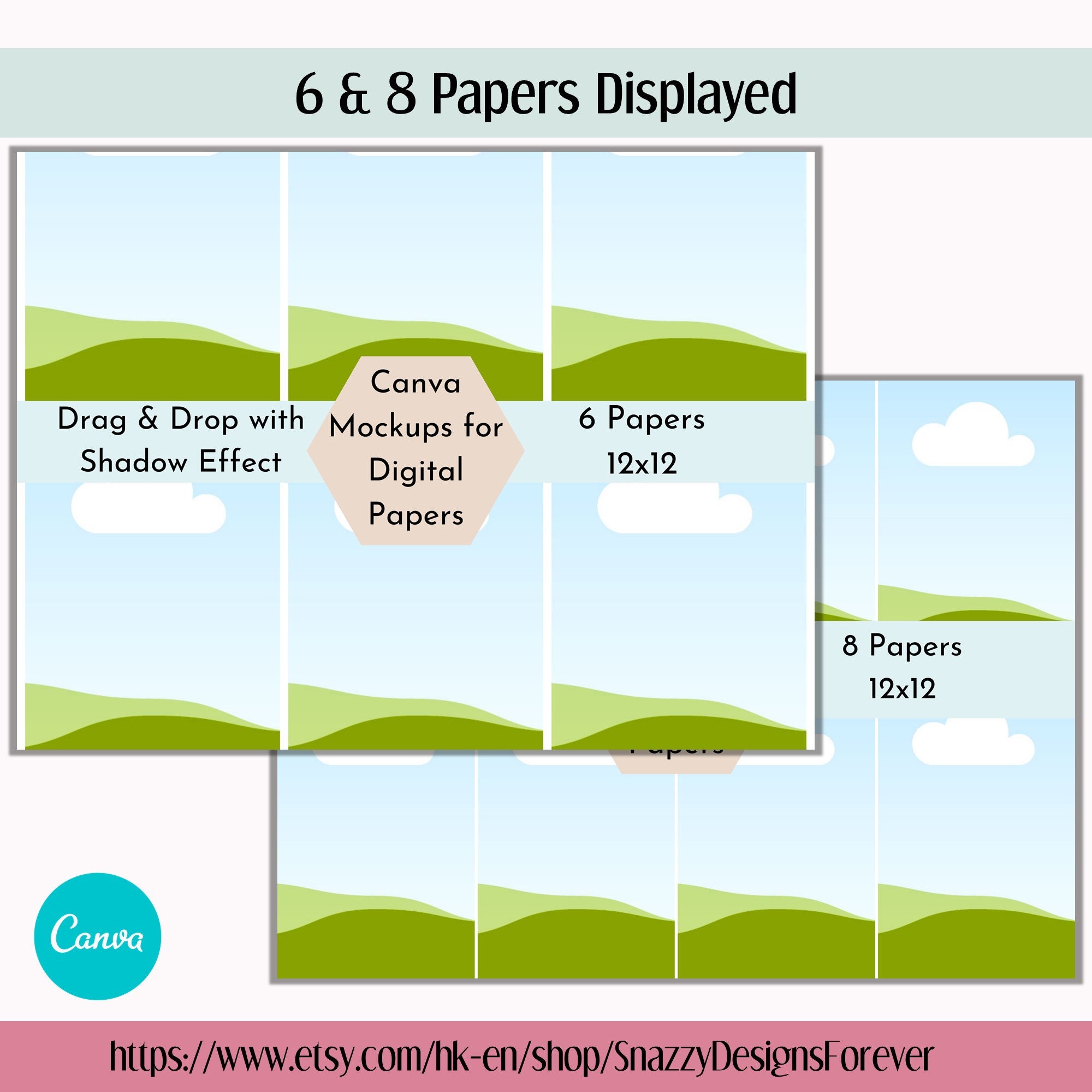 Digital Papers Mockup Bundle for Listing 4, 6, 8, 10, 12, 16 and 20 ...