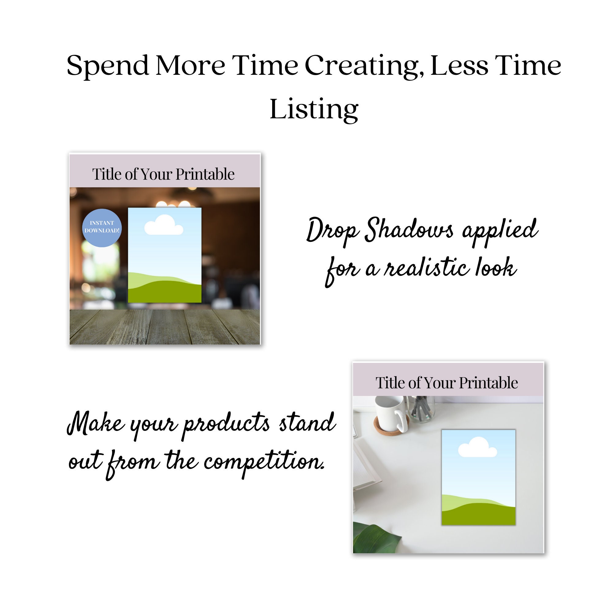 Square Printable Listing Templates for Etsy 40 Canva Mockup Designs for ...