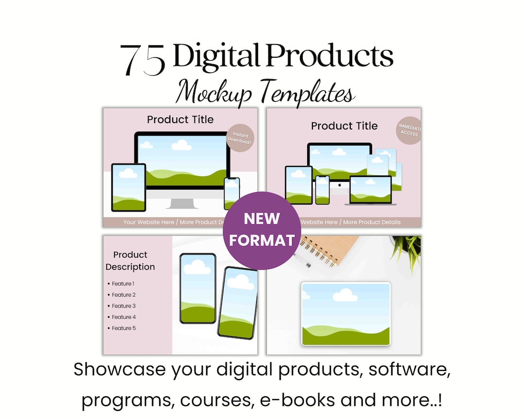 Digital Product Mockup Templates - Mobile iPhone Computer Laptop Tablet ...