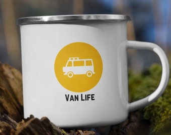Van Life Camping road Trip and Campfire Enamel Mug - Etsy