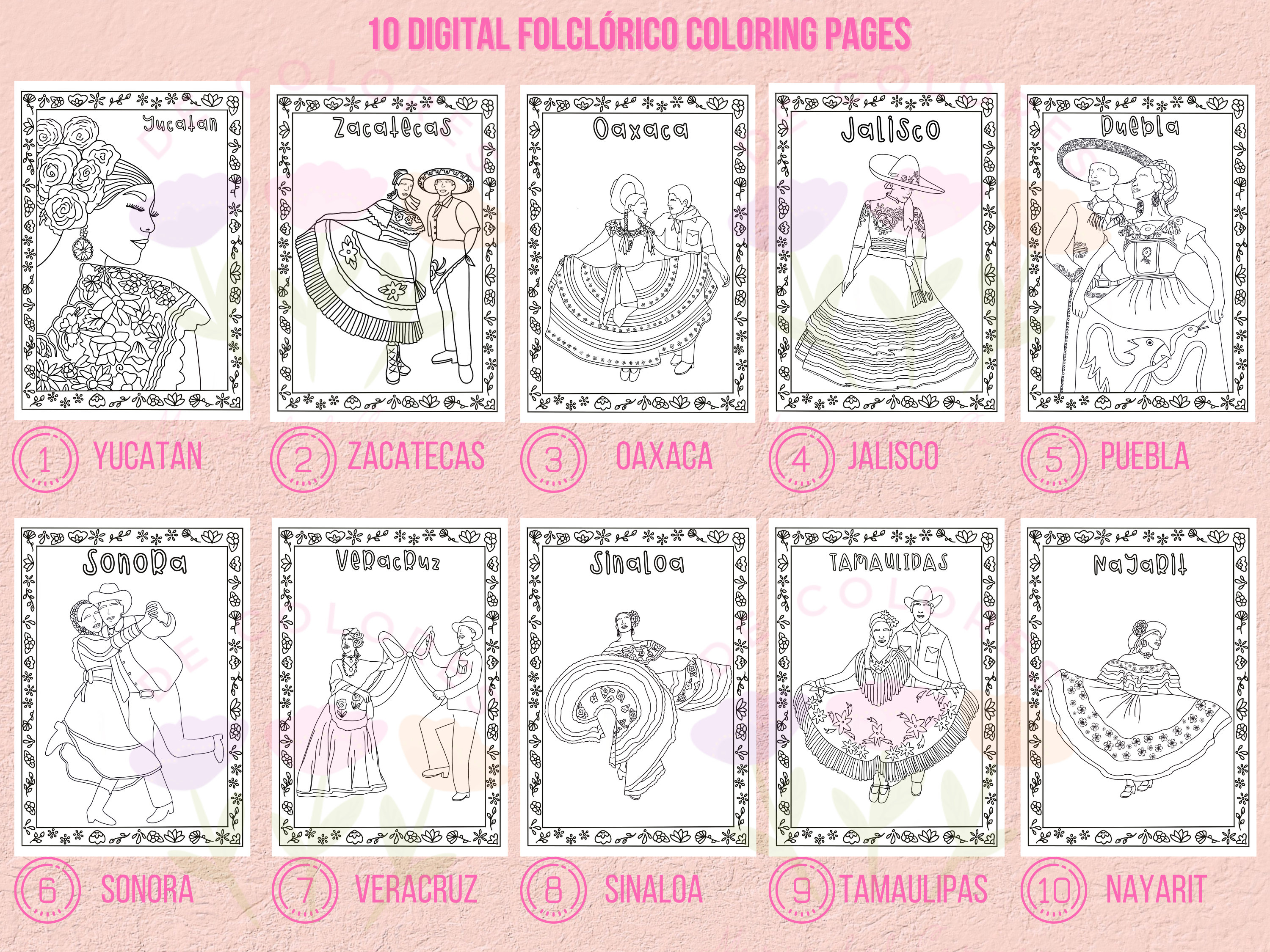 Digital Mexican Folclórico Coloring Book - Etsy