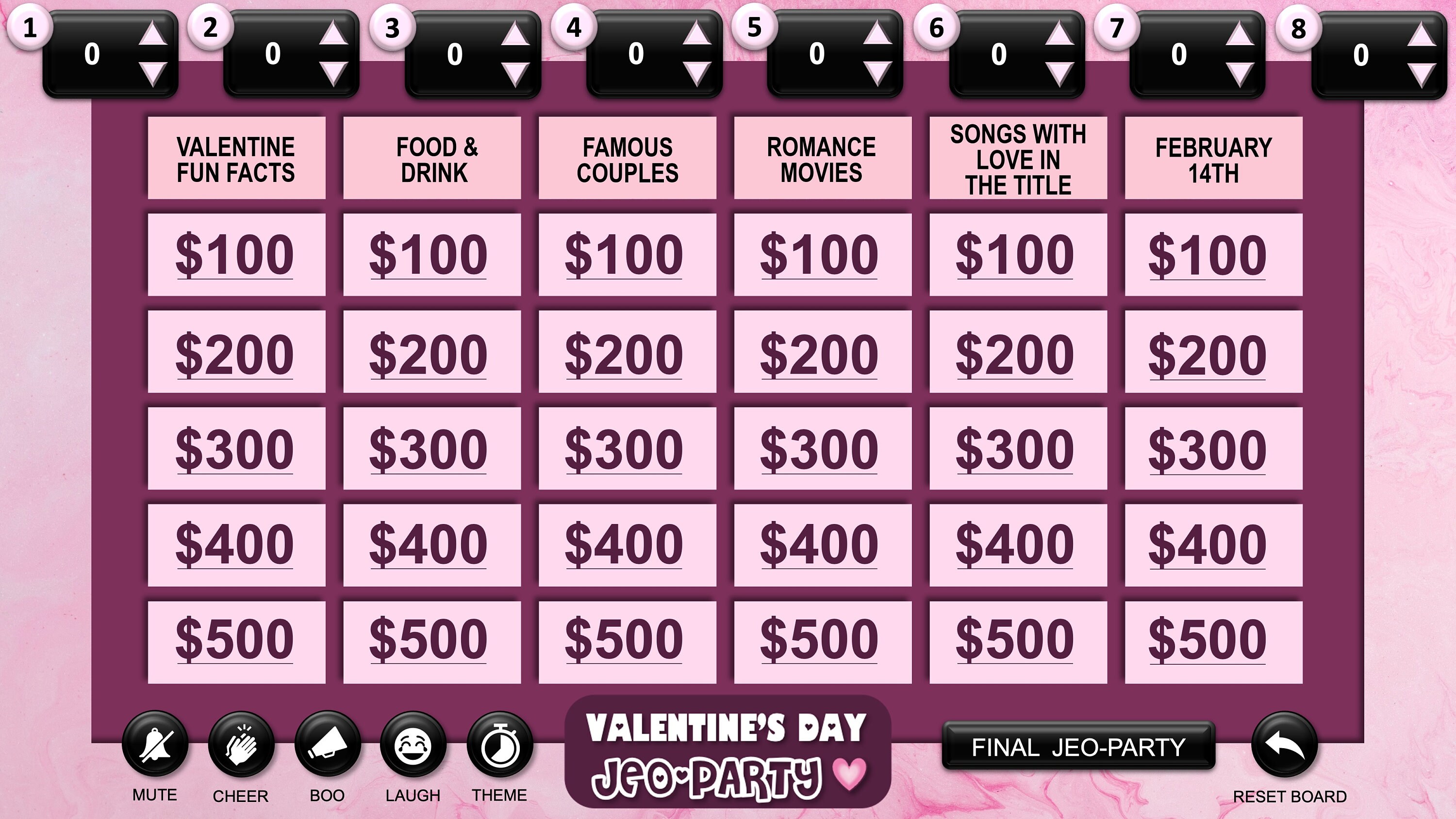 Valentine's Day Jeo-party With Scoreboard Virtual Trivia - Etsy