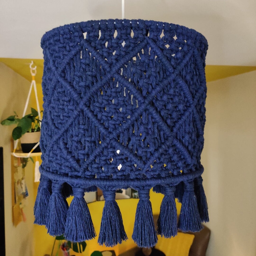 Royal Blue Macrame Lampshade - Etsy