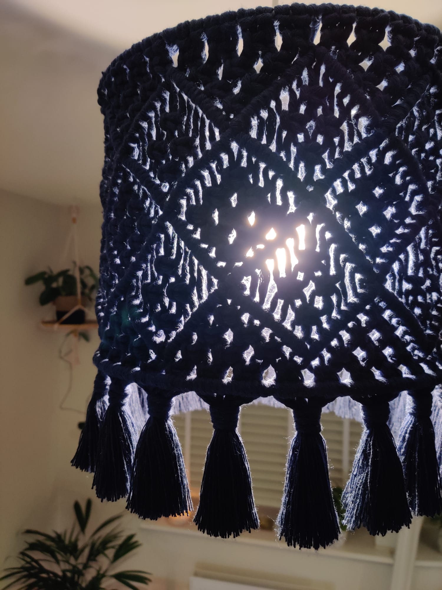 Royal Blue Macrame Lampshade - Etsy