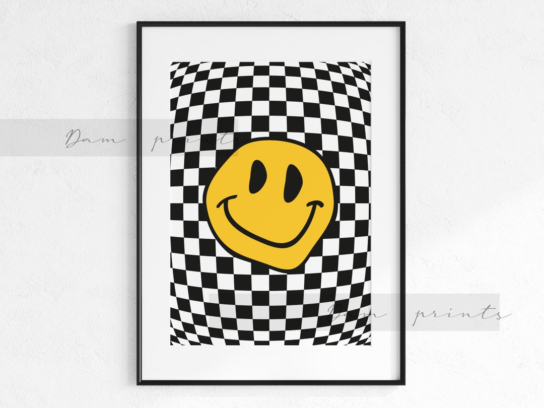 Smiley Trippy Face | Psychedelic Distorted Smiley | Physical Print - Etsy