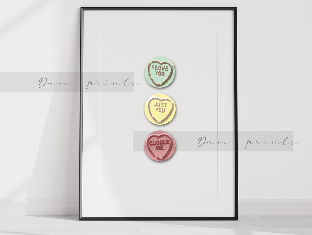 Love Hearts Sweets Trio Physical Print Valentine's - Etsy