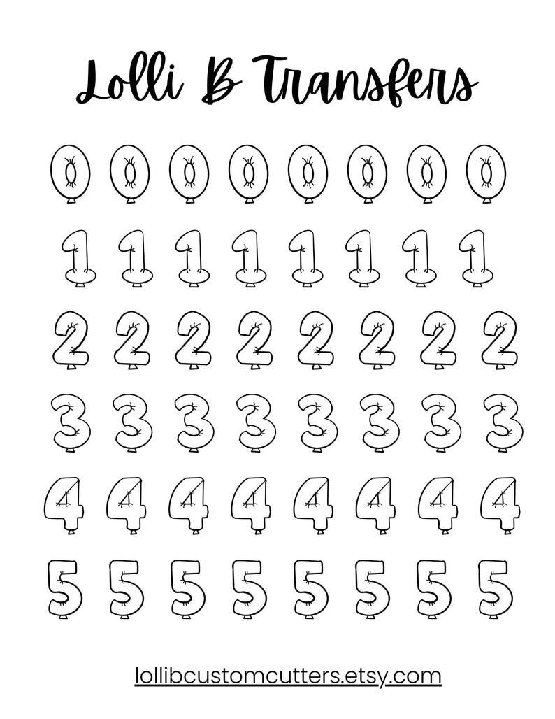 Balloon Numbers Royal Icing Transfer Sheet - Etsy
