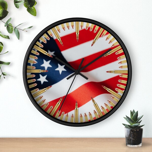 American Flag Bullets Clock - Etsy