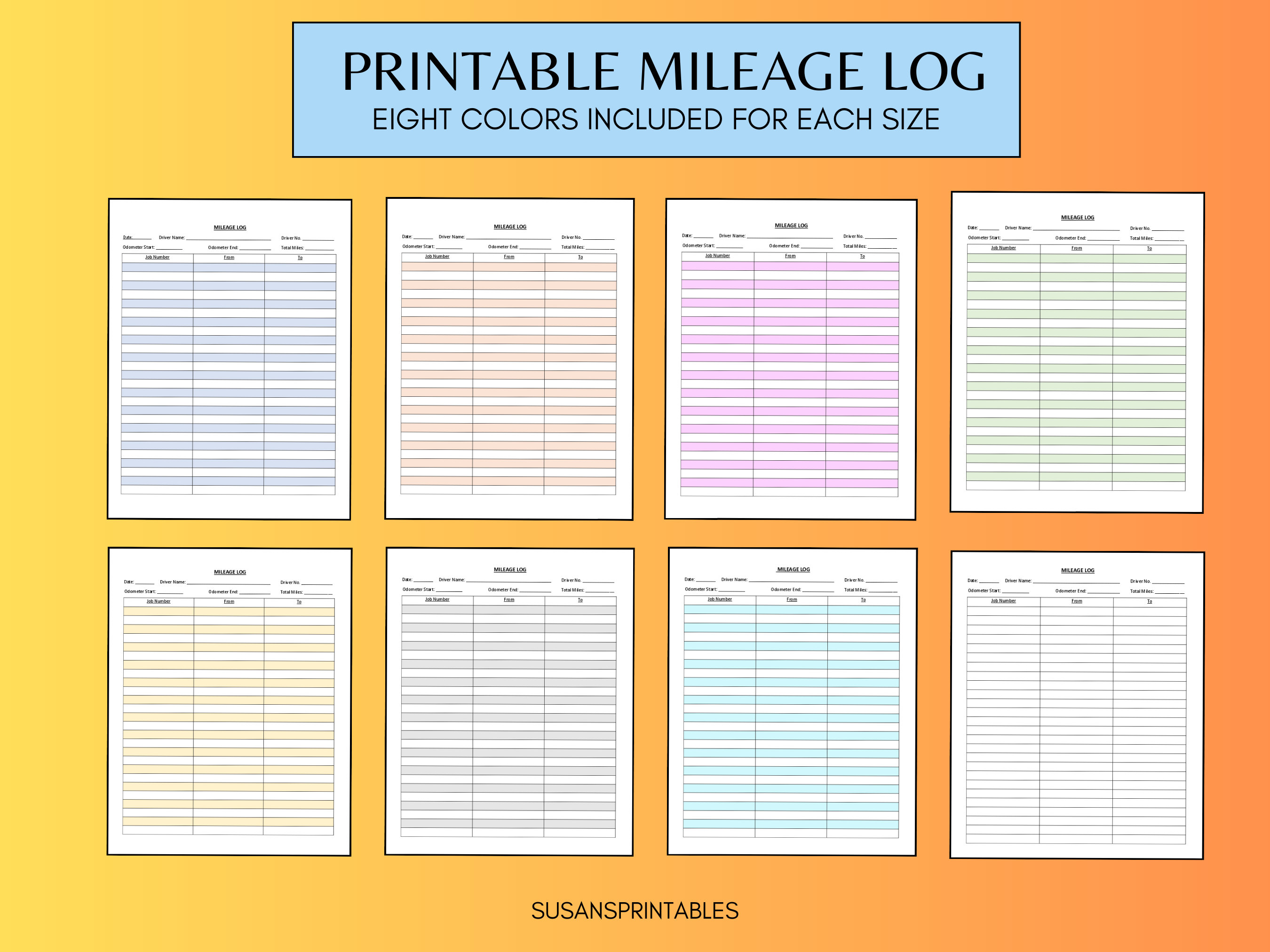 Business Mileage Tracker / Mileage Tracker Log Printable PDF/ Vehicle ...