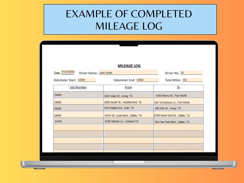 Business Mileage Tracker / Mileage Tracker Log Printable PDF/ Vehicle ...