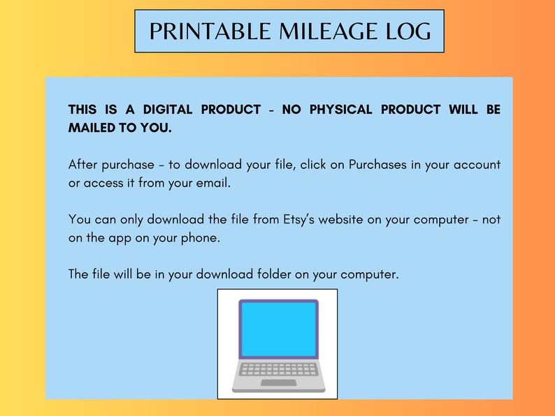 Business Mileage Tracker / Mileage Tracker Log Printable PDF/ Vehicle ...