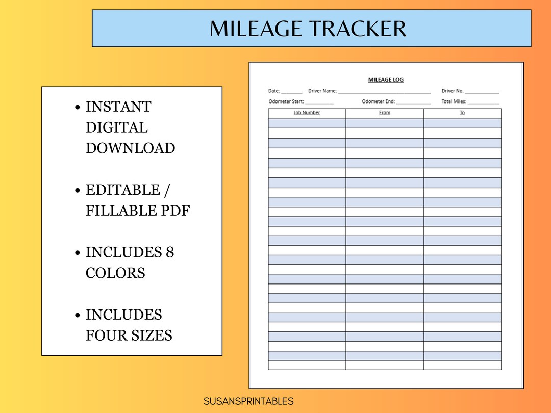 Business Mileage Tracker / Mileage Tracker Log Printable PDF/ Vehicle ...