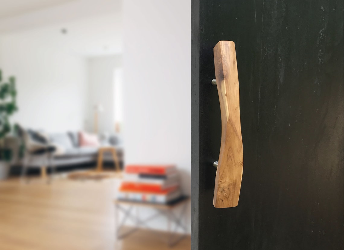 Handmade Teak Door Handle - Unique Wooden Pull for Home & Office ...