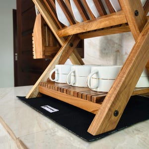 Handmade Teak Dish Drying Rack Small Wood Plate Rack Multifunctional ...