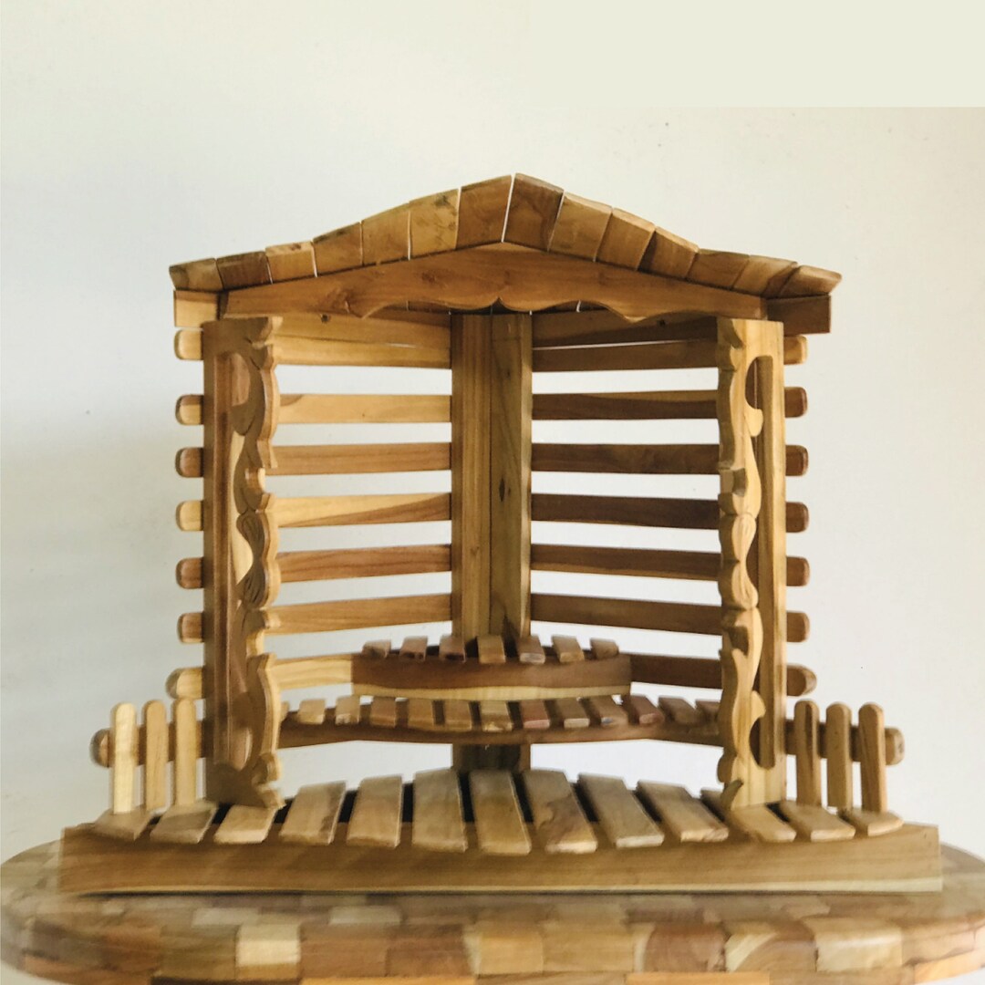 Handmade Teak Corner Stand Buddha Altar Carved Display Shrine Serene ...