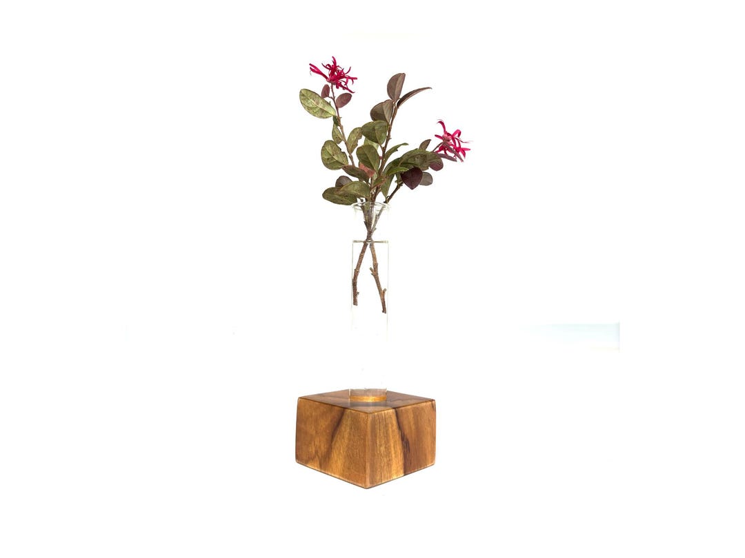 Simple Square Teak Test Tube Vase – Modern Wooden Flower Holder ...