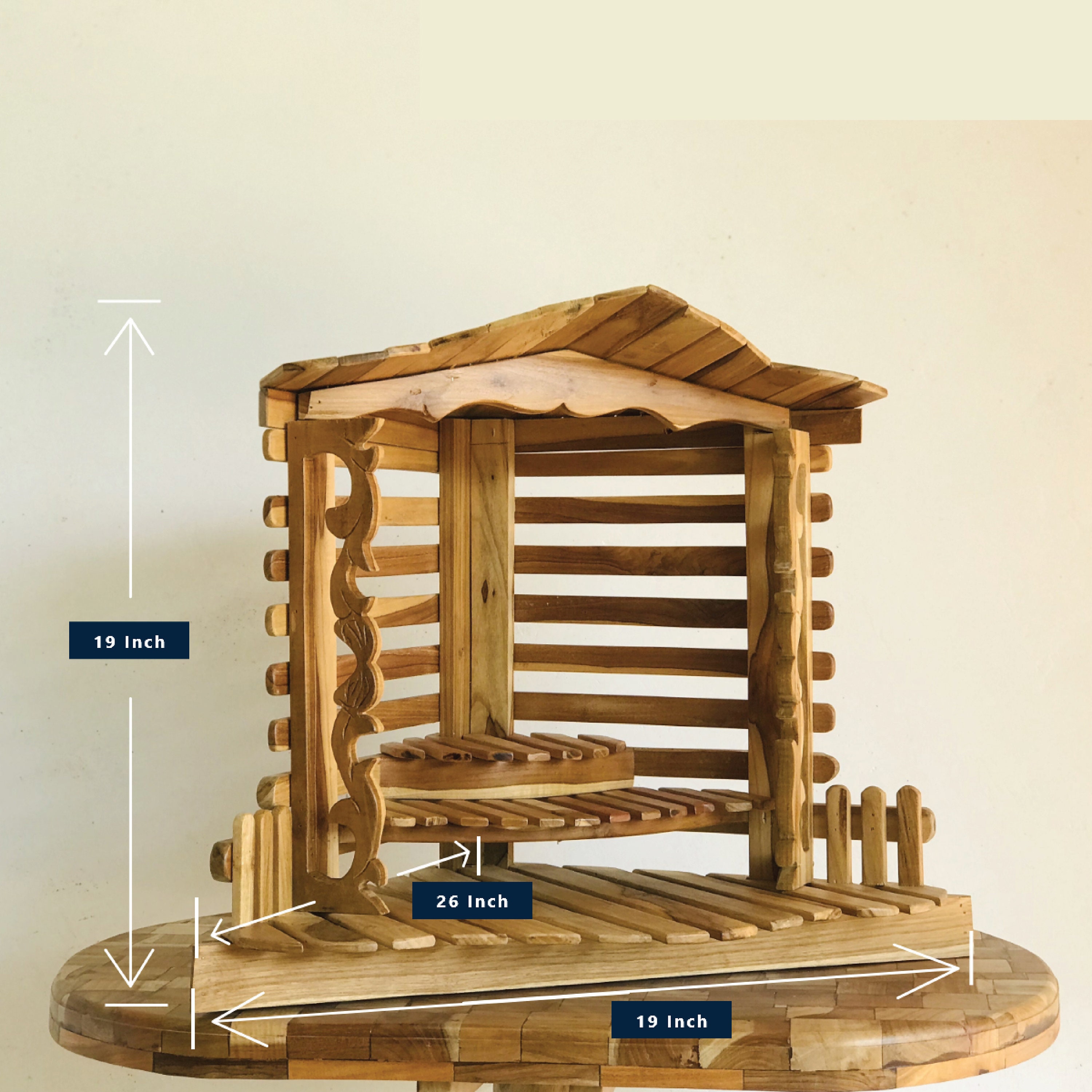 Handmade Teak Corner Stand Buddha Altar Carved Display Shrine Serene ...
