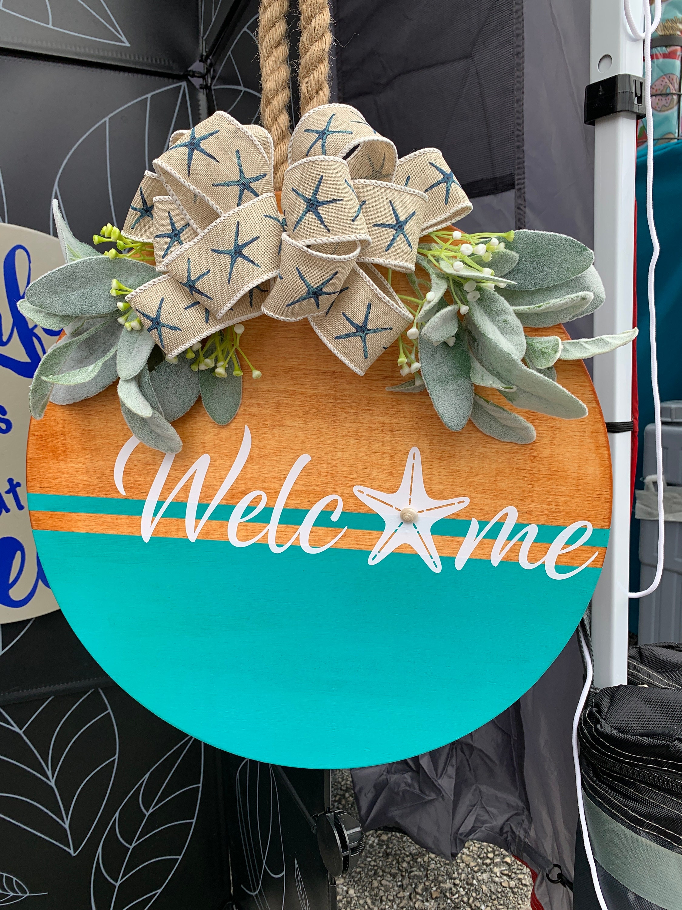 Hand Made Wooden Welcome Round Sign Welcome Sign Wooden Round Sign ...