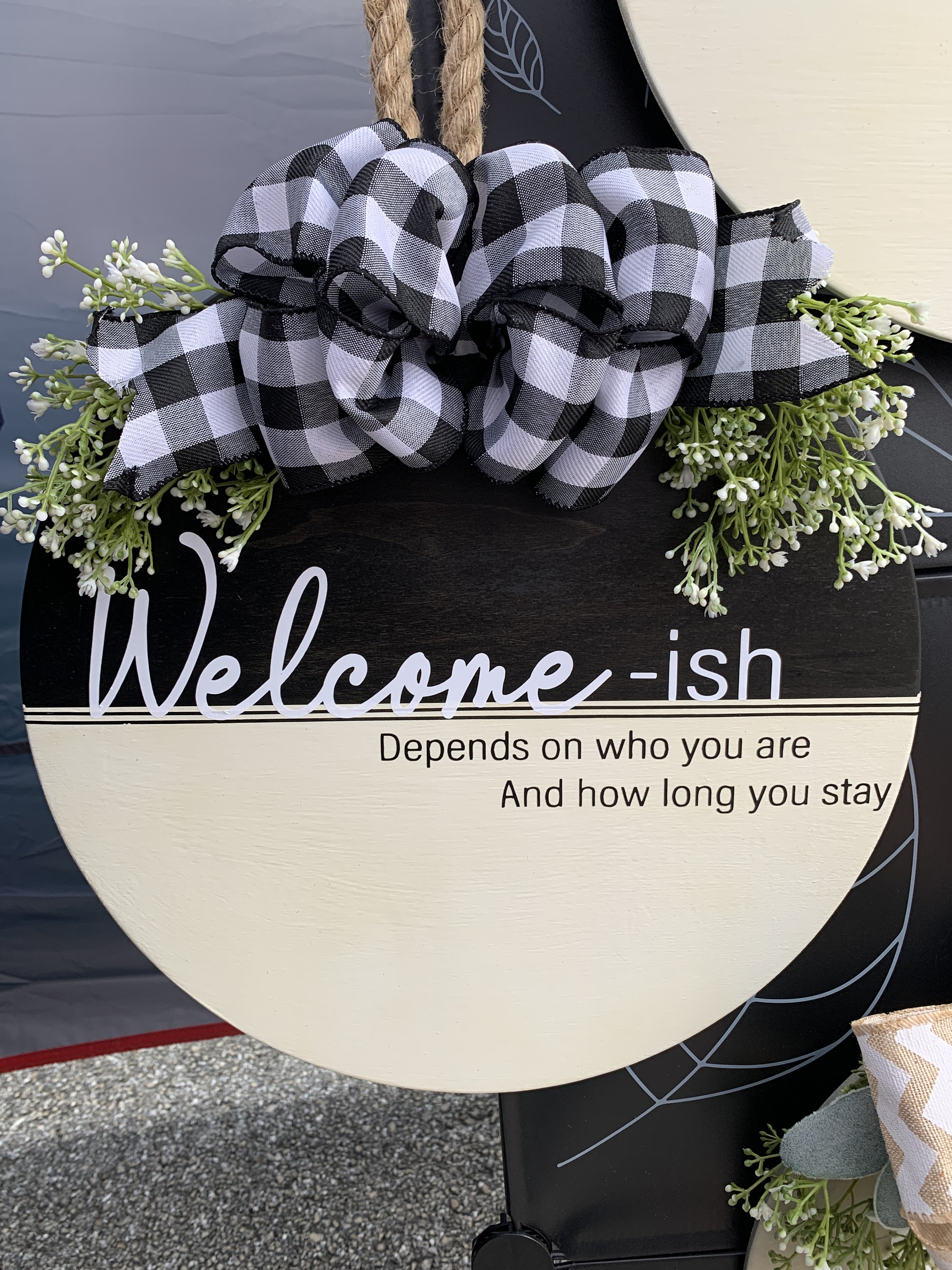 Hand Made Wooden Welcome Round Sign Welcome Sign Wooden Round Sign ...