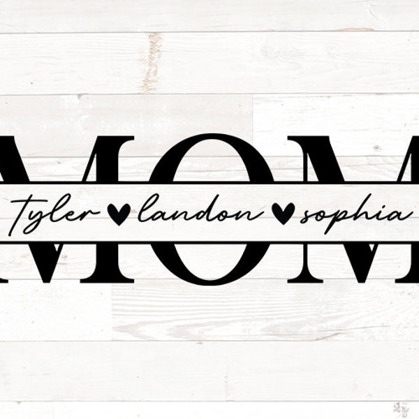 Mom With Kids Names Svg - Etsy