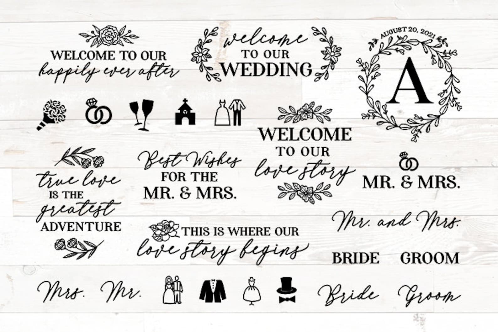 Wedding Svg Files for Cricut Wedding Svg Bundle Wedding Svg | Etsy
