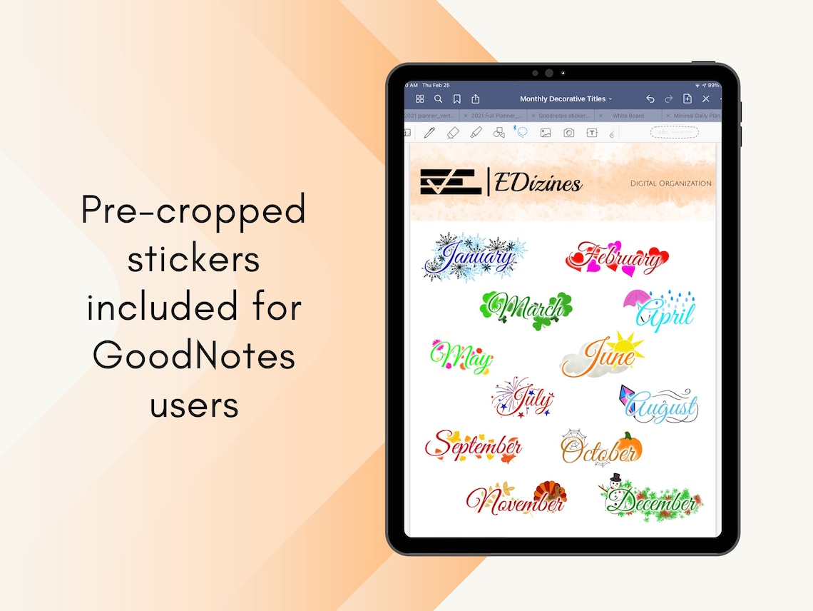 Monthly Names Digital Stickers | Month Names | Digital Stickers ...