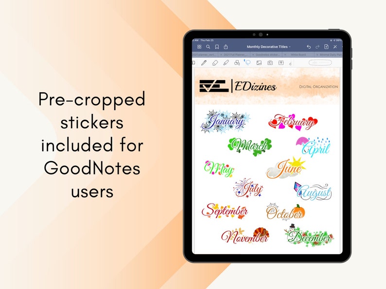 Monthly Names Digital Stickers | Month Names | Digital Stickers ...