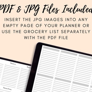 Grocery List Digital Inserts | Two(2) Styles | PDF & JPG Files Included ...