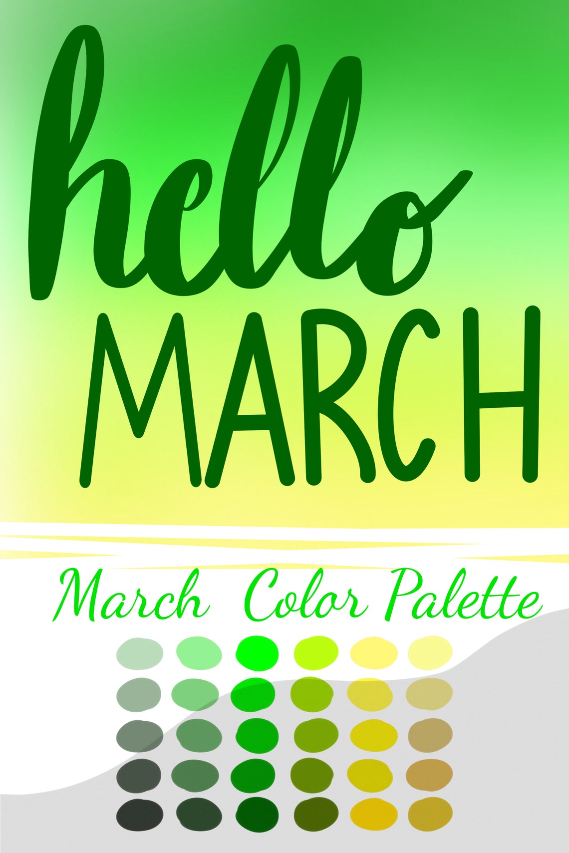 March Procreate Color Palette | Green and Yellow | St. Patrick's Day ...