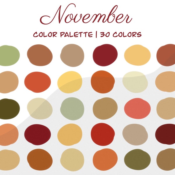 October Procreate Color Palette Orange, Red, Yellow, Green, Brown Fall ...