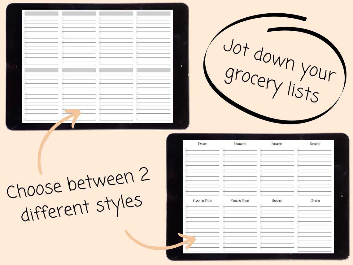Nutrition Digital Planning Inserts | Meal Planner | Grocery List ...