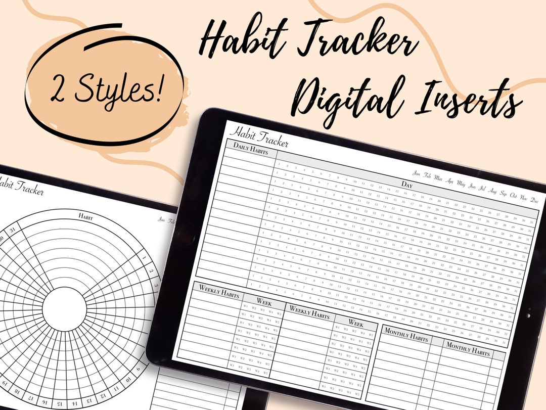 Habit Tracker Digital Planning Inserts | Two(2) Styles - Circular ...
