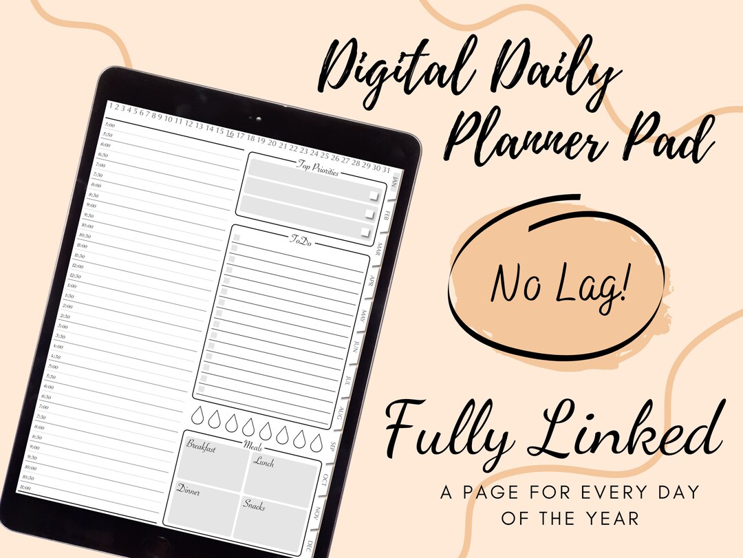 Digital Daily Planner Pad | Undated, Minimal Daily Planner | Fully ...