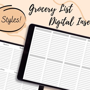 Grocery List Digital Inserts | Two(2) Styles | PDF & JPG Files Included ...