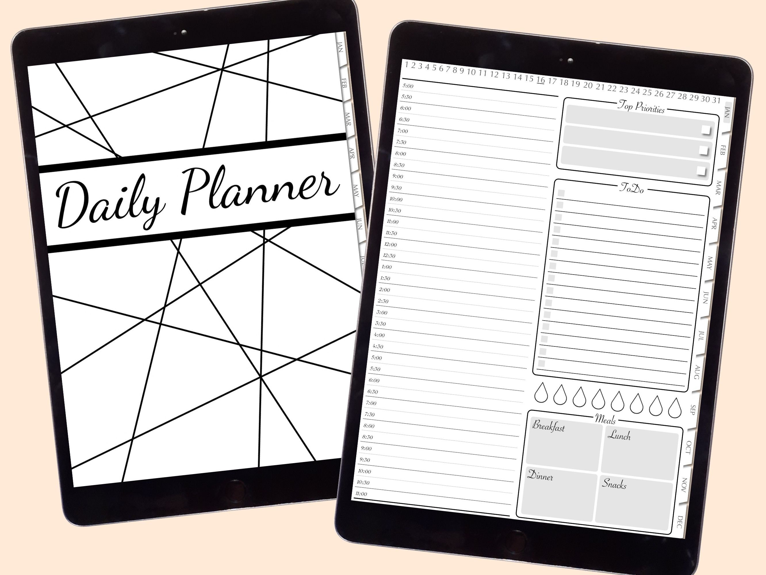 Digital Daily Planner Pad | Undated, Minimal Daily Planner | Fully ...